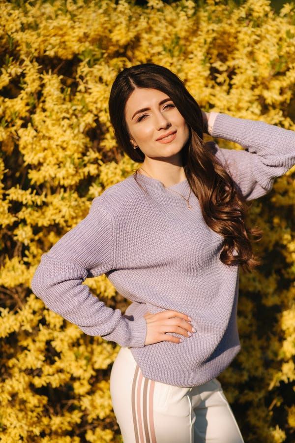 Fashion Model Stand Front Yellow Bush Stock Photos - Free & Royalty ...