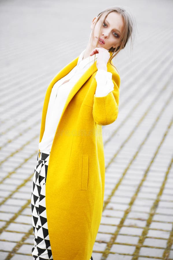 Fashion Model in Stylish Clothes Poses Outdoors Stock Image - Image of ...