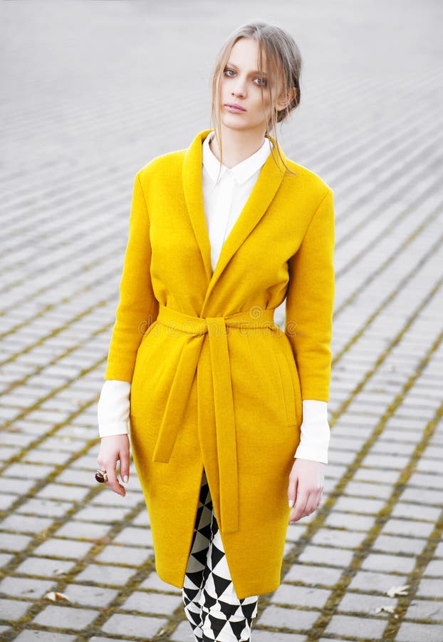 Fashion Model in Stylish Clothes Poses Outdoors Stock Image - Image of ...