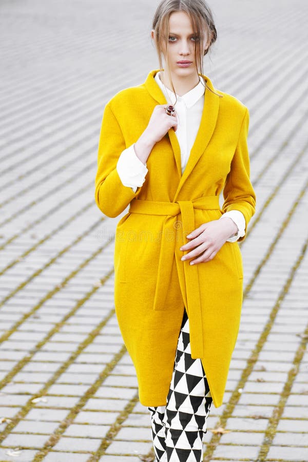 Fashion Model in Stylish Clothes Poses Outdoors Stock Image - Image of ...