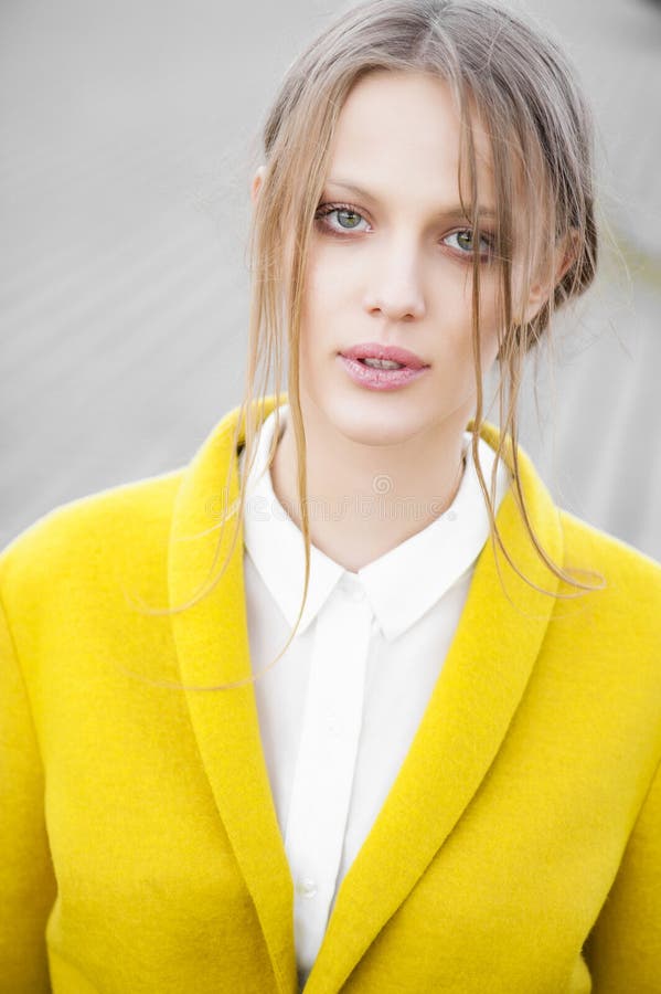 Fashion Model in Stylish Clothes Poses Outdoors Stock Image - Image of ...