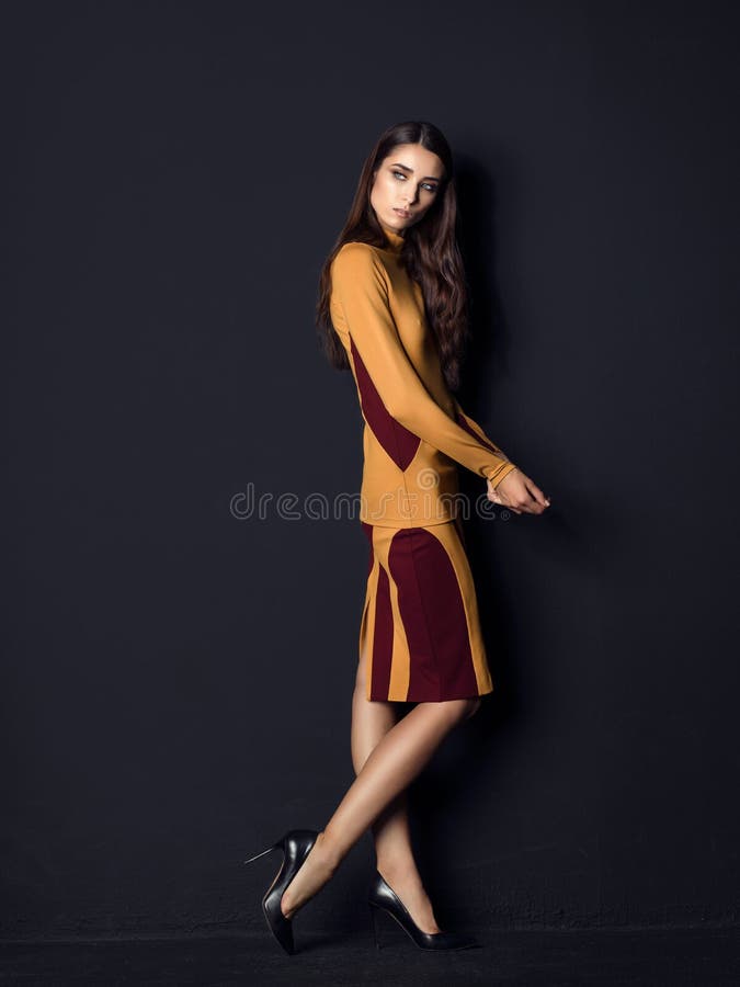 Fashion Model Wearing Elegant Suit Posing in Studio Stock Photo - Image ...