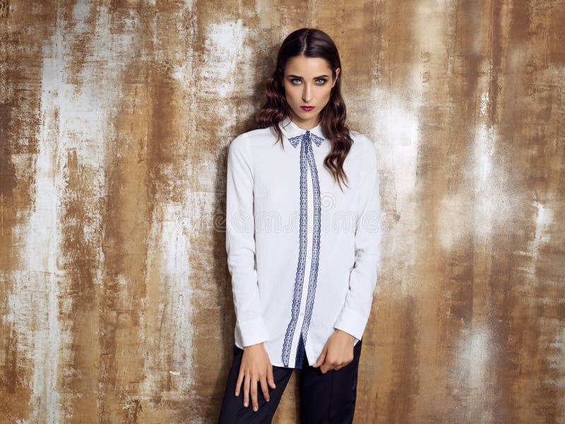 Fashion Model Wearing Elegant Suit Posing in Studio Stock Photo - Image ...