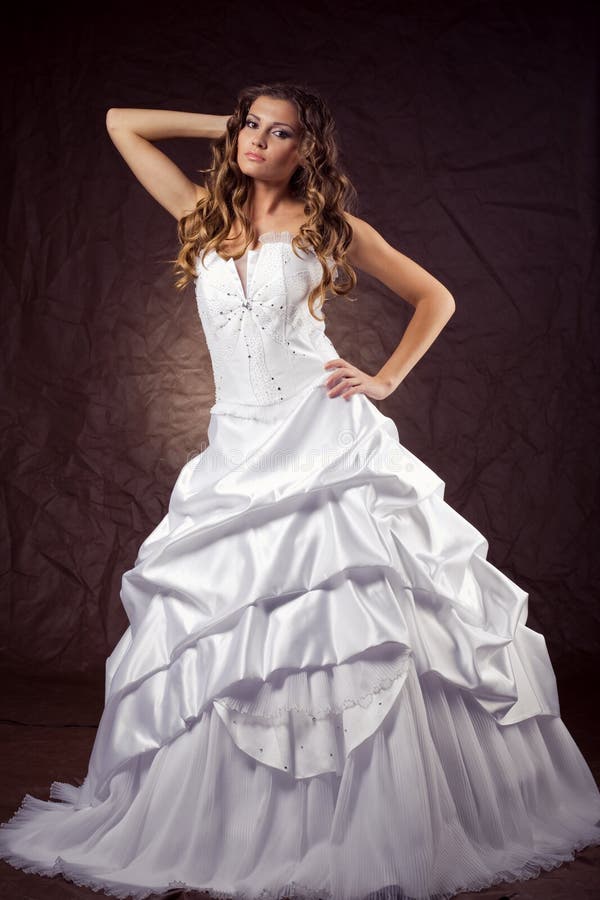 Fashion Model Wearing Wedding Dress Stock Image - Image of model, hair ...