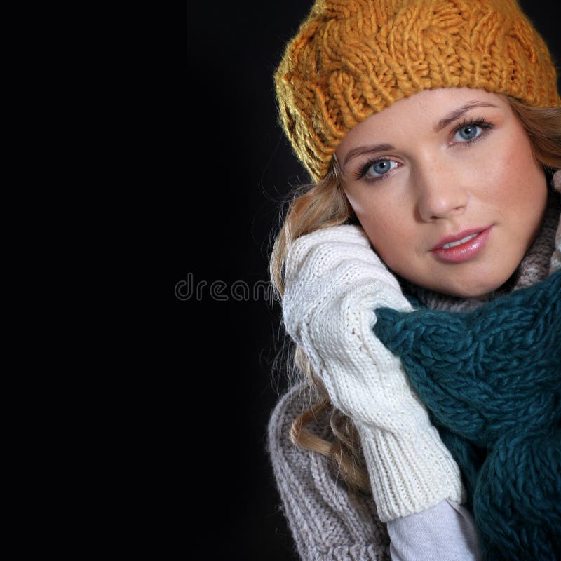 Fashion Model with Winter Accessories Stock Photo - Image of beauty ...