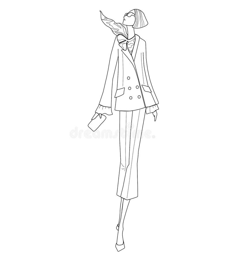 Fashion Model Woman Posing. Vector Illustration Stock Vector ...