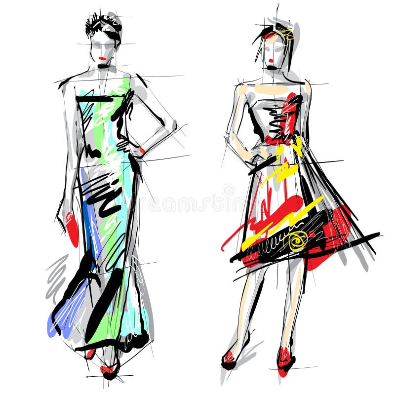 Sketch Fashion Poses stock vector. Illustration of diva - 34786456