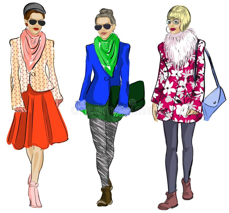 Fashion models stock vector. Illustration of female, clothes - 35325054