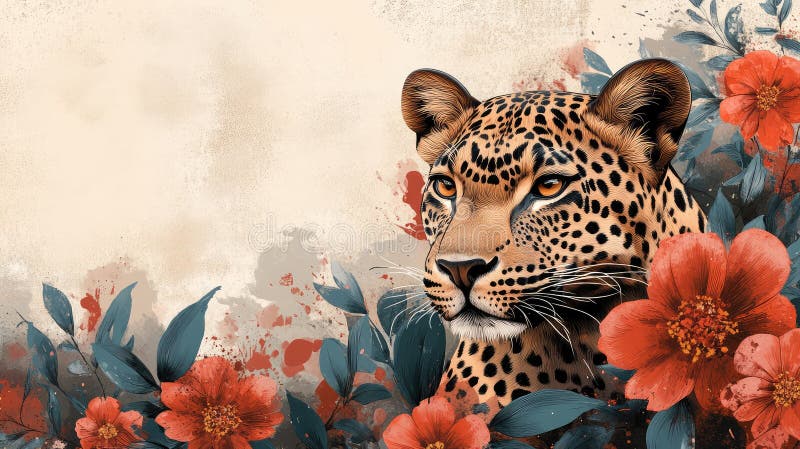 Modern Leopard Floral Collage Stock Image - Image of decorative, bright ...