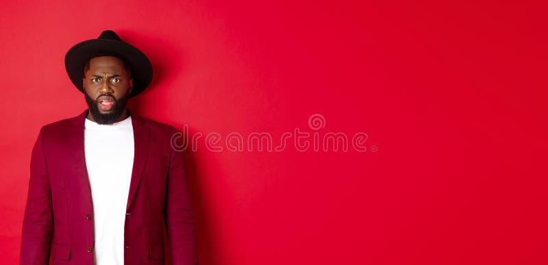 Fashion And Party Concept Confused Black Man In Classy Outfit Frowning
