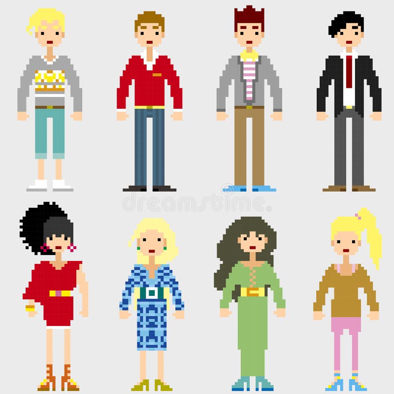 Pixel people - family stock vector. Illustration of grandfather - 13503258