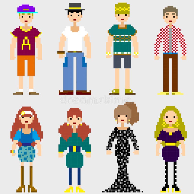 Fashion Pixel People stock vector. Illustration of mosaic - 30999528
