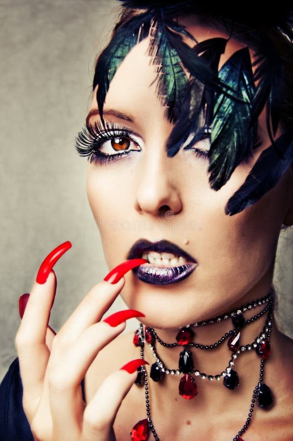 Fashion Portrait of Female Vampire Stock Image - Image of nails, lashes ...