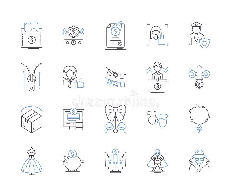 Fashion Production Outline Icons Collection Clothing Manufacture