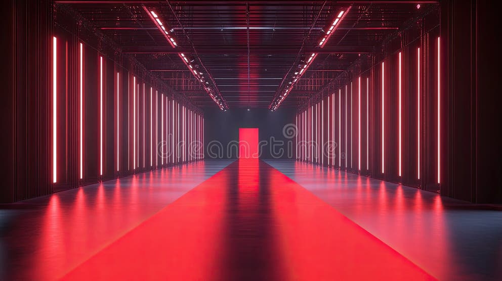 A Fashion Red Runway with Empty Scenes Stock Illustration ...