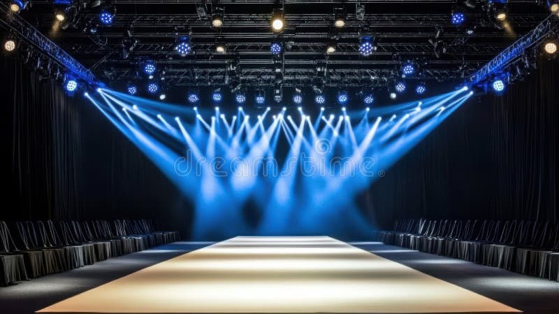 Fashion Runway an Illuminated Stage with Blue Lighting and Empty ...