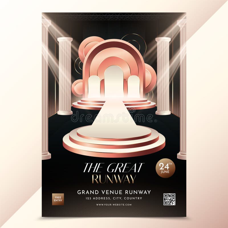 Fashion Runway Poster in Realistic Style Stock Image - Image of ...