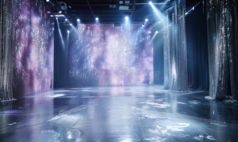 Fashion Runway with Silver Metallic Floor Stock Photo - Image of floor ...