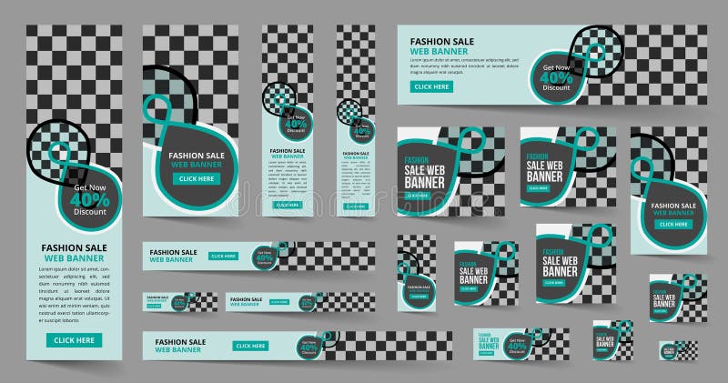Fashion Sales Web Ads Banner Bundle Template Design Set, Horizontal and ...