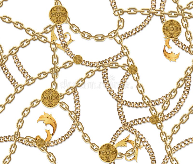 Seamless Pattern with Golden Chains. Vintage Luxury Precious. Stock ...