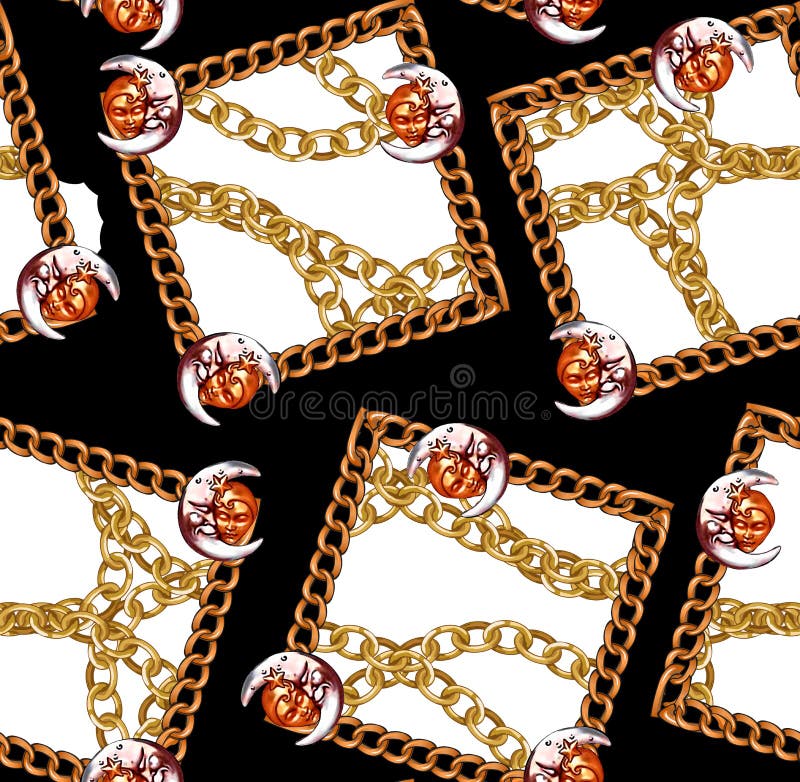 New Season Seamless Pattern White with Golden Chains Design Background ...