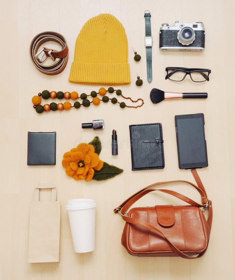 Fashion Set of Accessories and Stuff for the Fall Stock Image - Image ...
