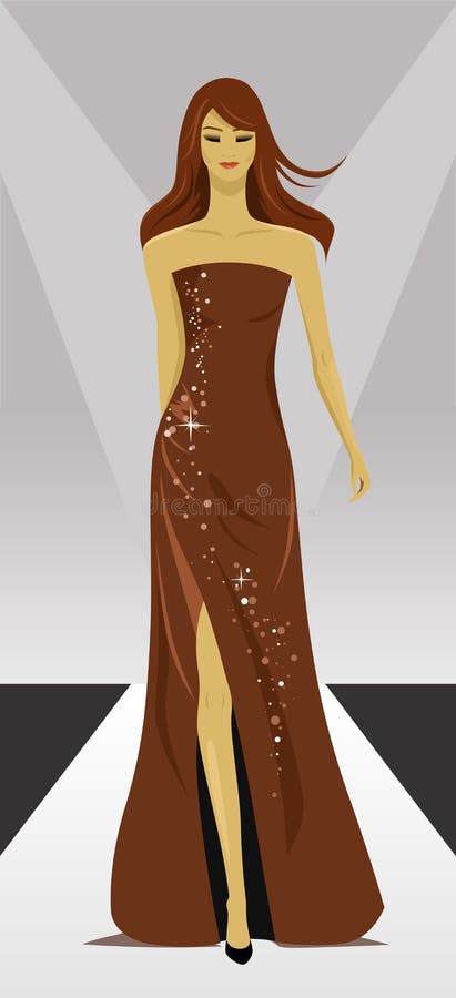 Fashion Sketch. Watercolor Dress. Catwalk Stock Illustration ...