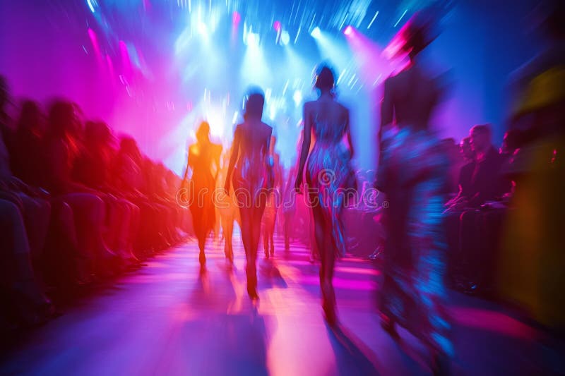 Fashion Show Featuring Models Walking Confidently Down the Runway ...