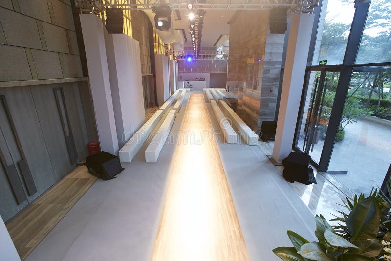 Fashion Show Runway Empty Interior Stock Image - Image of walk, model ...