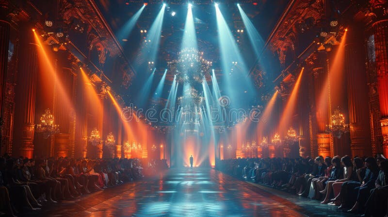 Fashion Show Stage with Dramatic Lighting Stock Photo - Image of formal ...