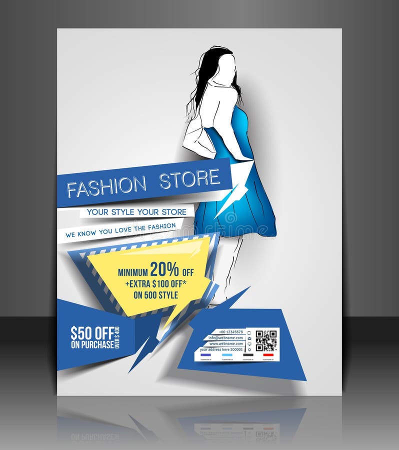 Fashion store Flyer stock vector. Illustration of beauty - 41886865