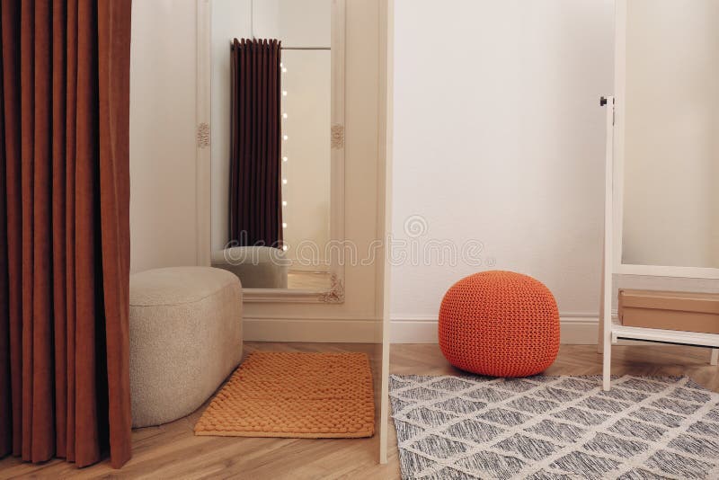 Fashion Store Interior with Dressing Room. Modern Design Stock Image ...
