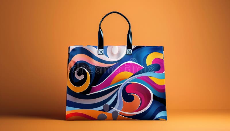 Fashion Store Shopping Bag with Multi Colored Patterns and Elegant ...