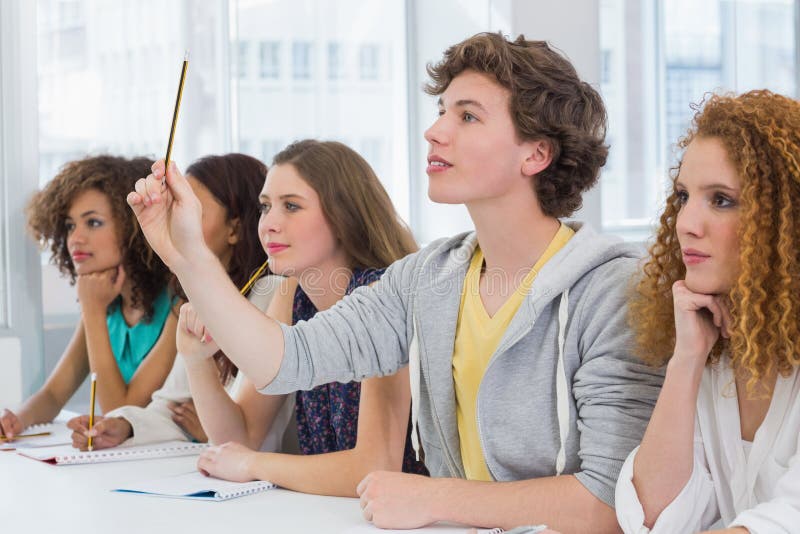 Fashion Students Being Attentive in Class Stock Image - Image of campus ...