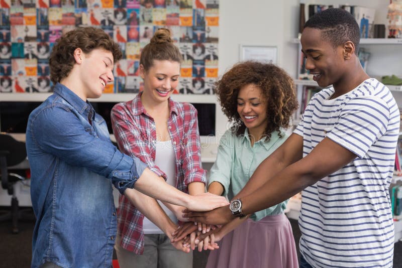 Fashion Students Putting Hands Together Stock Image - Image of academic ...
