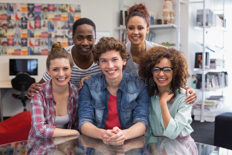 Fashion Students Smiling at Camera Together Stock Photo - Image of ...