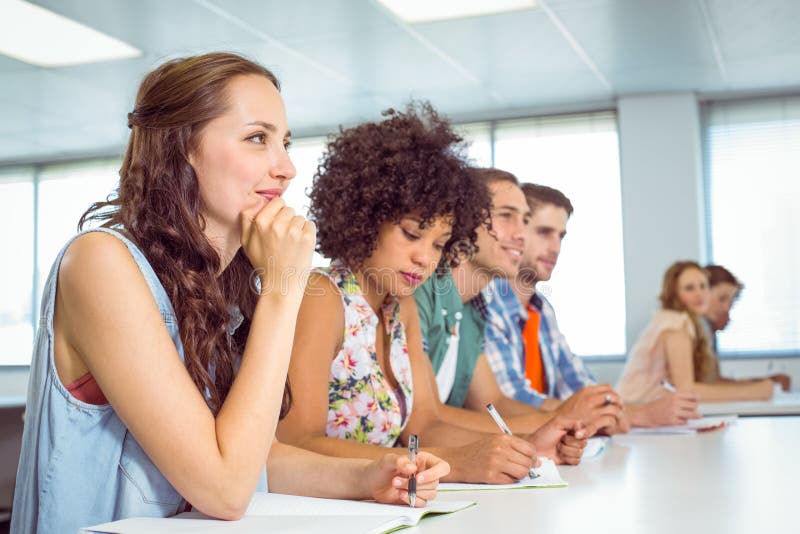 Fashion Students Taking Notes in Class Stock Image - Image of higher ...