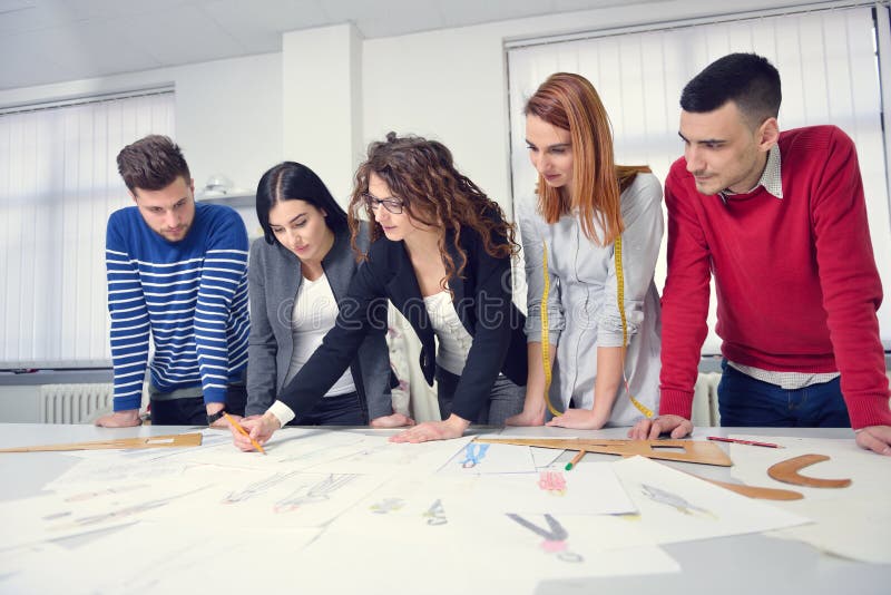 Fashion Students Working As a Team at the College Stock Image - Image ...