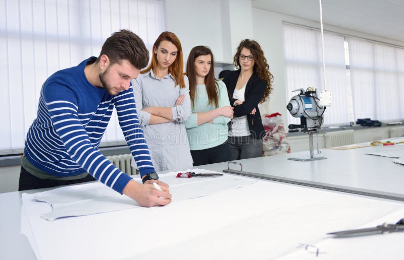 Fashion Students Working As a Team at the College Stock Image - Image ...