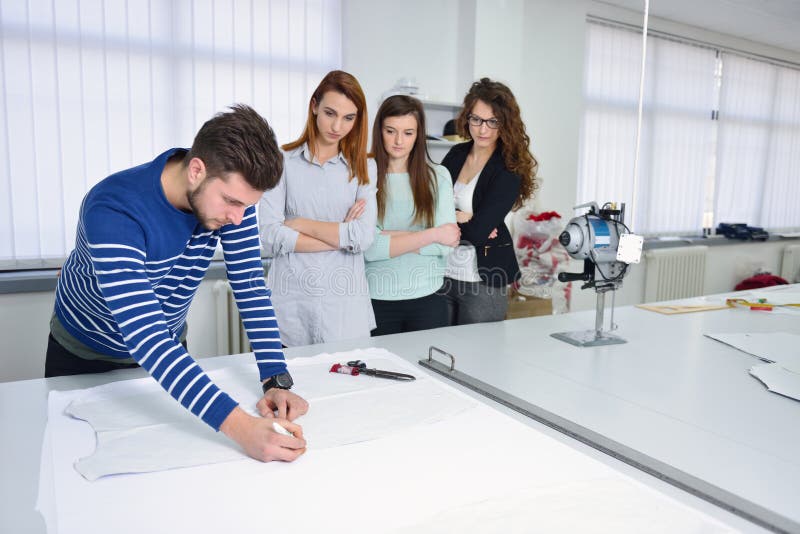 Fashion Students Working As a Team at the College Stock Photo - Image ...