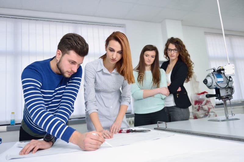 Fashion Students Working As a Team at the College Stock Image - Image ...