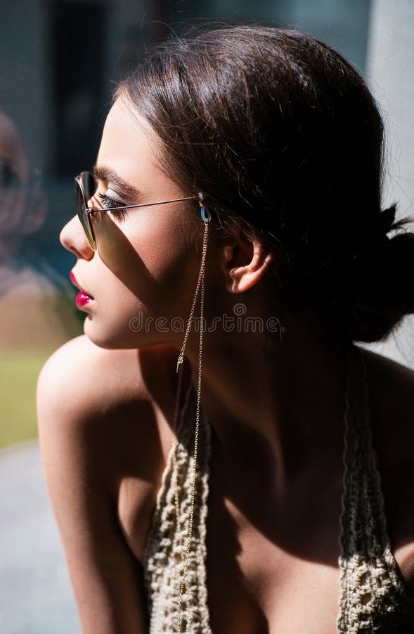 Fashion Sunglasses Advertising Sensual Woman In Glasses Beautiful