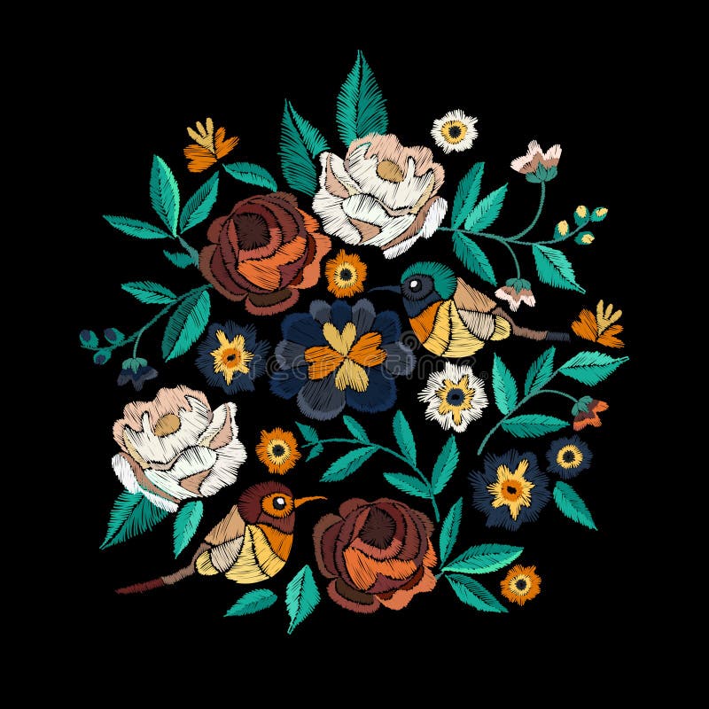 Fashion vector embroidery stock vector. Illustration of stitch - 92648667