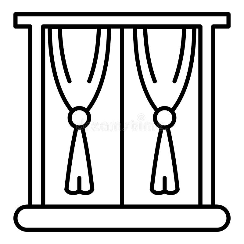 Fashion Window Drapery Icon, Outline Style Stock Vector - Illustration ...