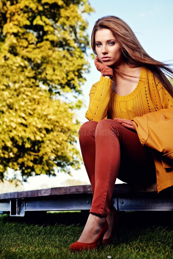 Autumn Fashion Model Girl stock image. Image of model - 33041423