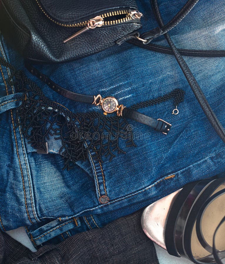 Fashion woman objects stock photo. Image of female, jean - 67210604