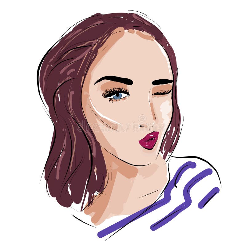 Fashion Woman Portrait Female Winks Beautiful Girl Artistic