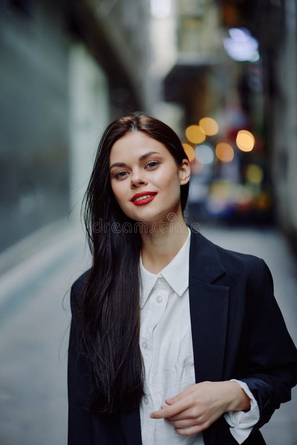 Fashion Woman Smile with Teeth Portrait Looking at Camera Tourist in ... Fashion Woman Smile with Teeth Portrait Looking at Camera Tourist in ...