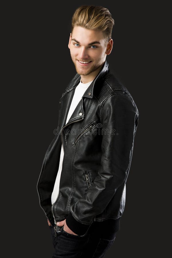 Fashion young man stock photo. Image of male, rebel, black - 59163384