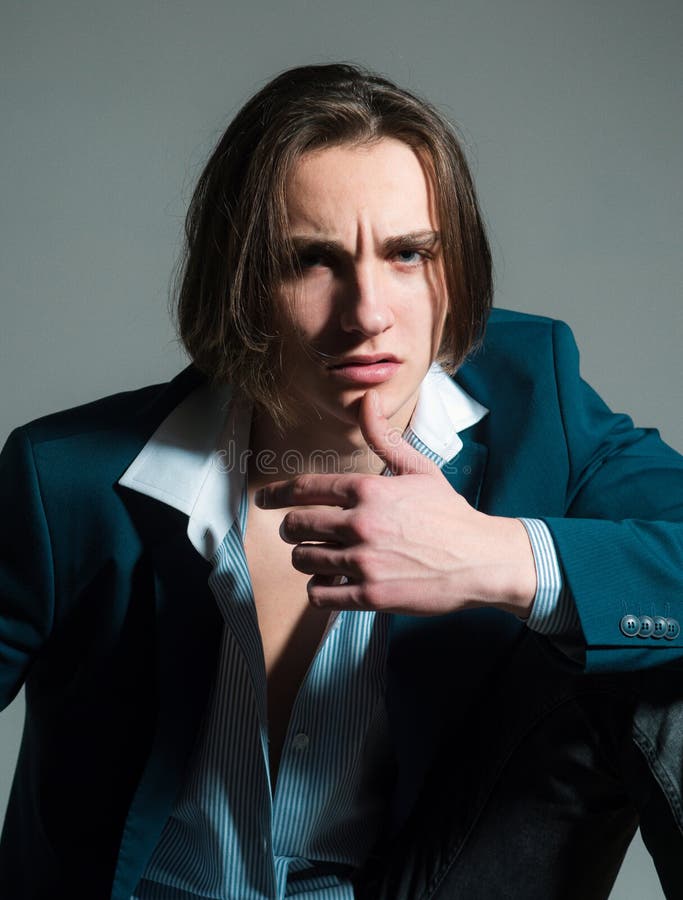 Fashion Young Man in Suit. Handsome Guy with Confident Face. Stock ...